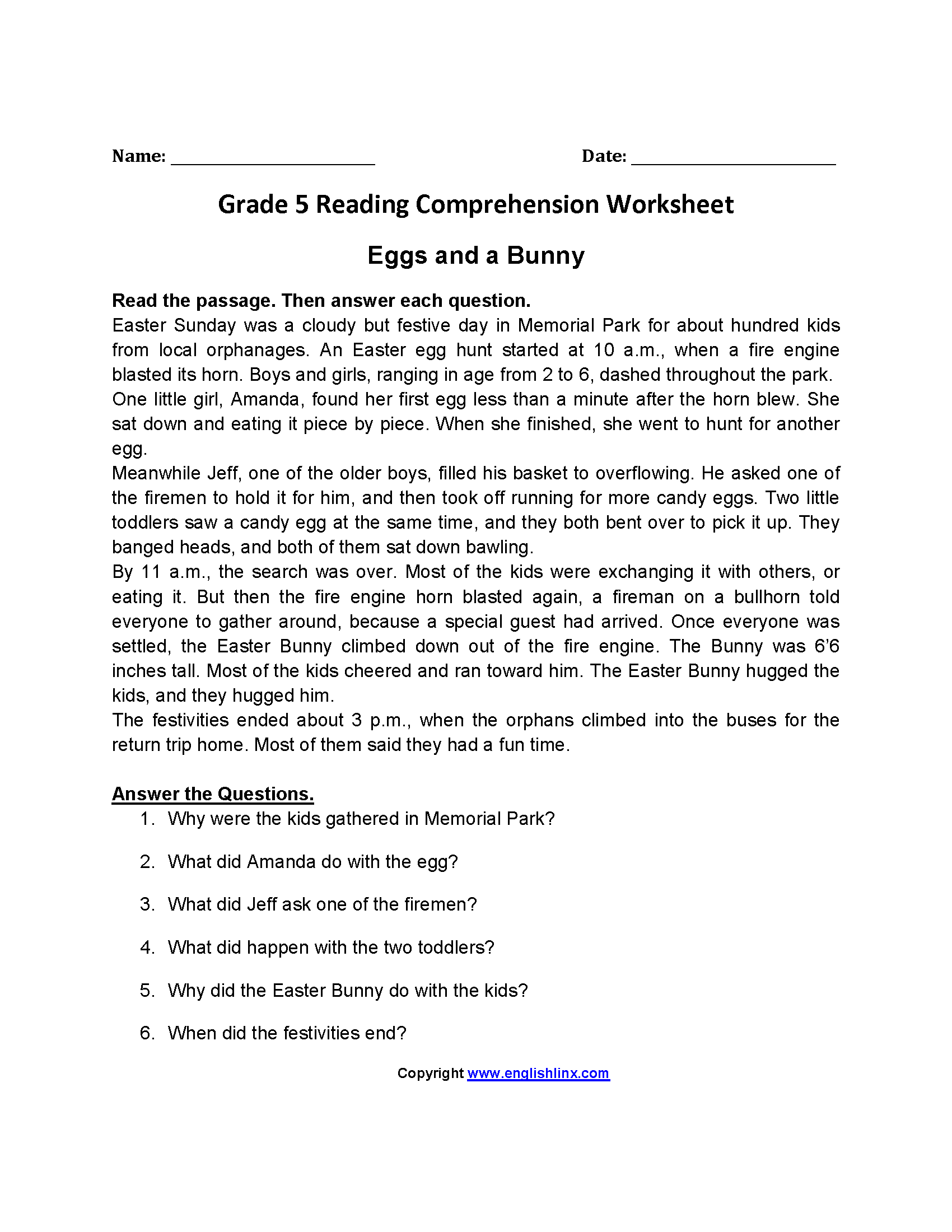 20 Fifth Grade Reading Worksheets Image Reading