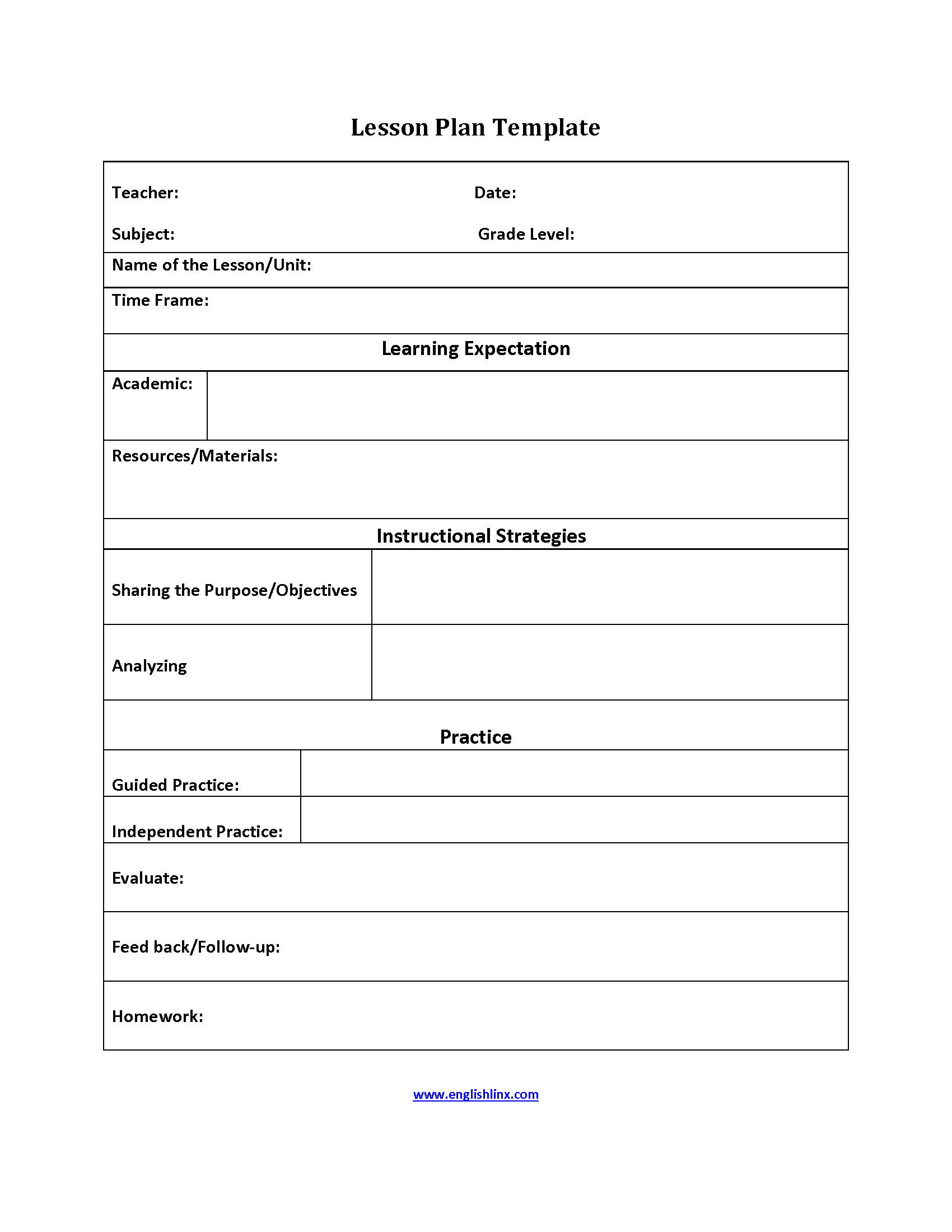 Englishlinx Lesson Plan Template Englishlinx Lesson Plan Template