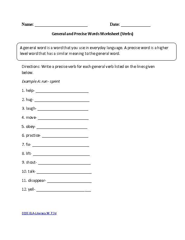 7th Grade Common Core Writing Worksheets