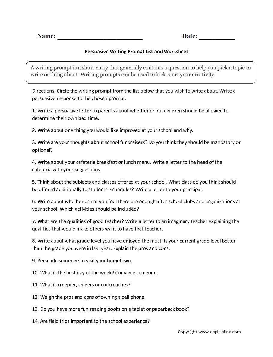 Writing Prompts Worksheets Persuasive Writing Prompt Worksheets Writing Prompts Worksheets Persuasive Writing Prompt Worksheets