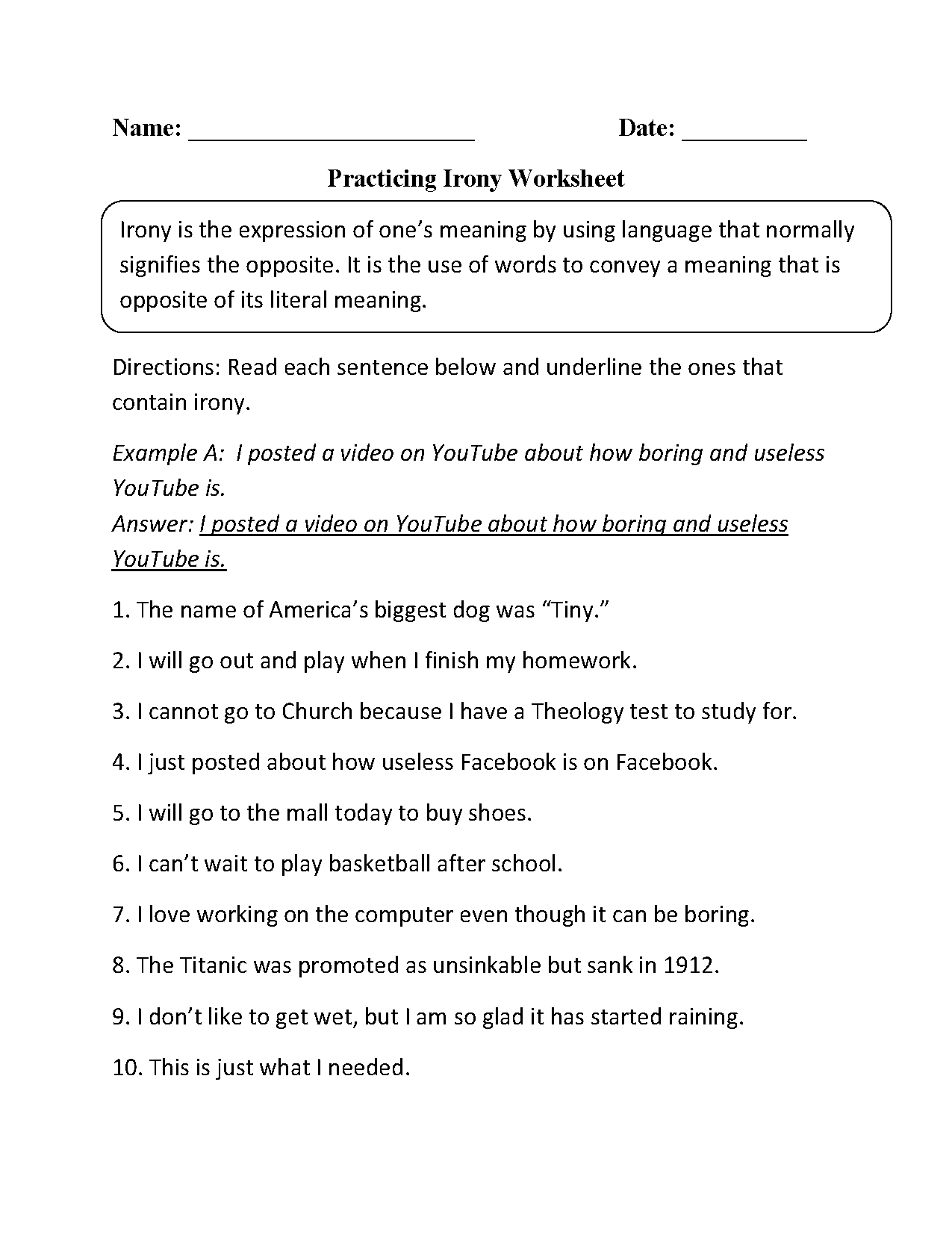 Irony Worksheet For Middle School Ivuyteq Irony Worksheet For Middle School Ivuyteq