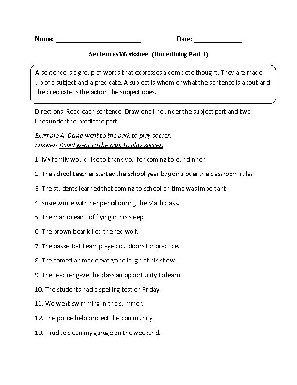  3rd Grade Sentences Examples 3rd Grade Writing Worksheets Free 