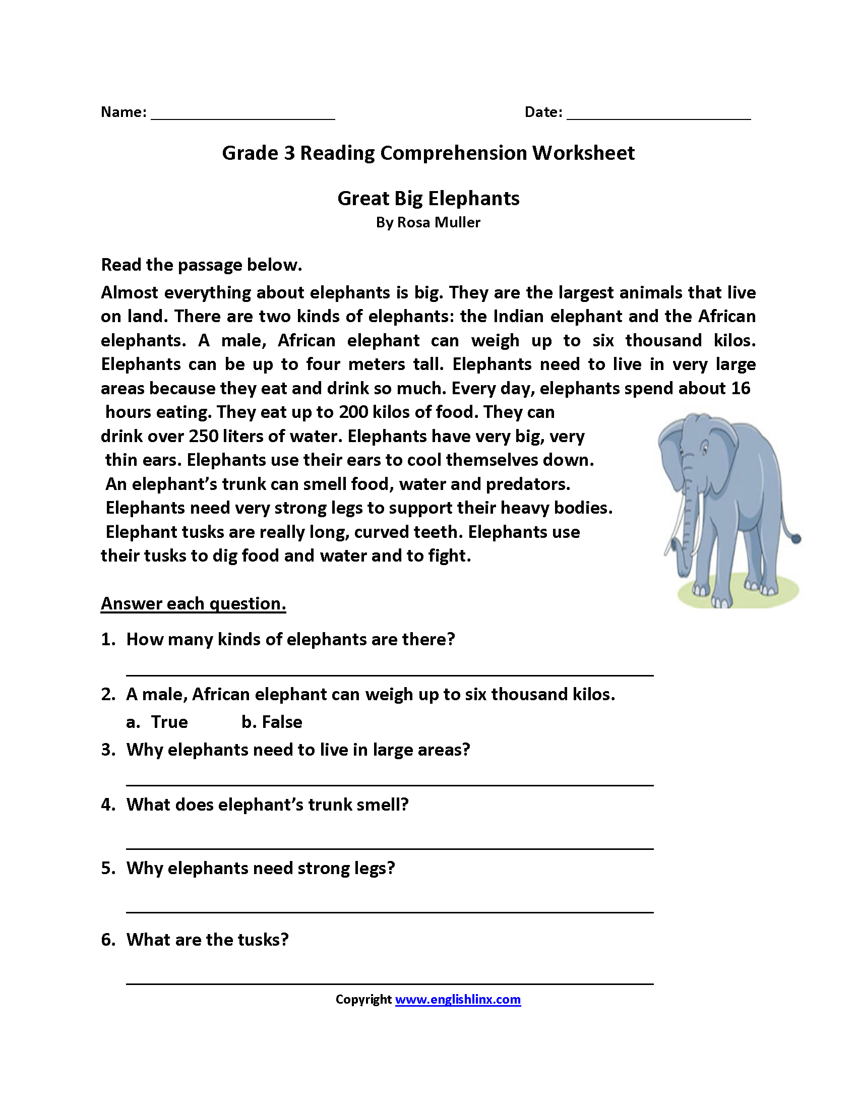 Reading Comprehension Passages With ions And Answers Pdf Worksheet 