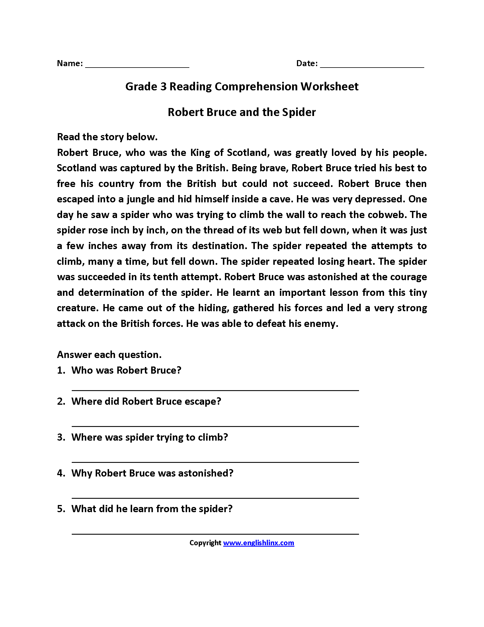 Free Printable Third Grade Reading Comprehension Worksheets K5 Learning Free Printable Third Grade Reading Comprehension Worksheets K5 Learning
