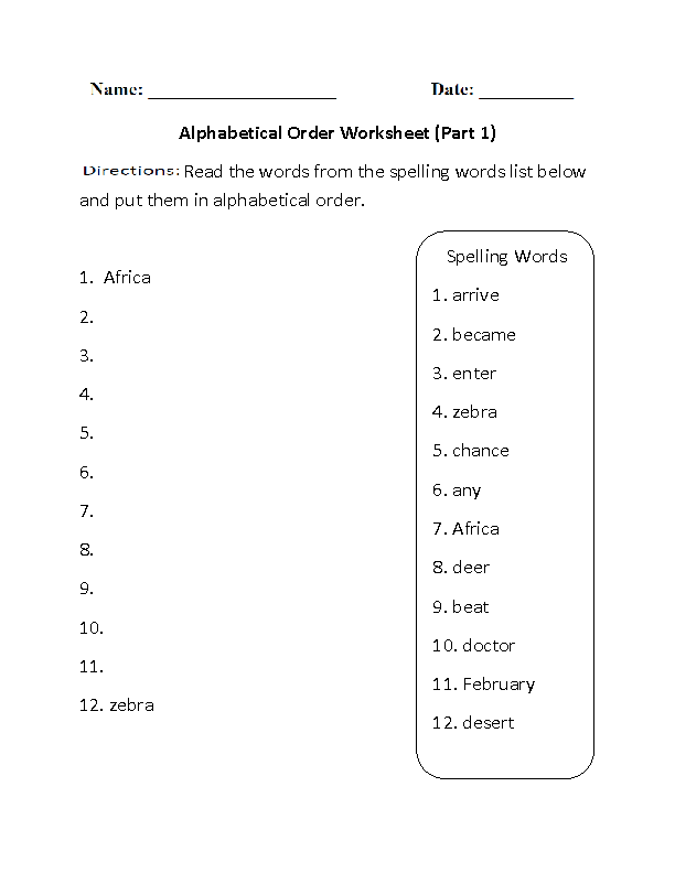 Alphabet Worksheets Alphabetical Order Worksheets