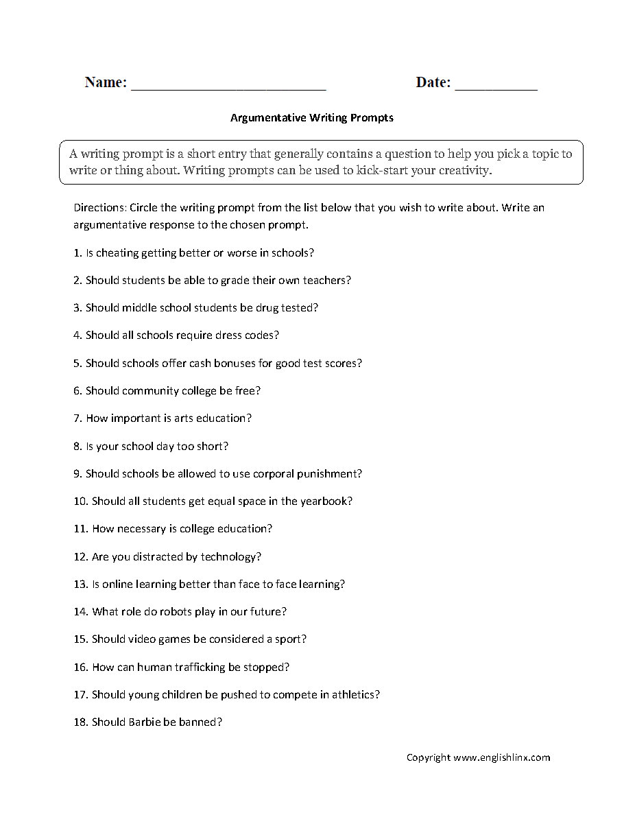 Writing Prompts Worksheets Argumentative Writing Prompt Worksheets Writing Prompts Worksheets Argumentative Writing Prompt Worksheets