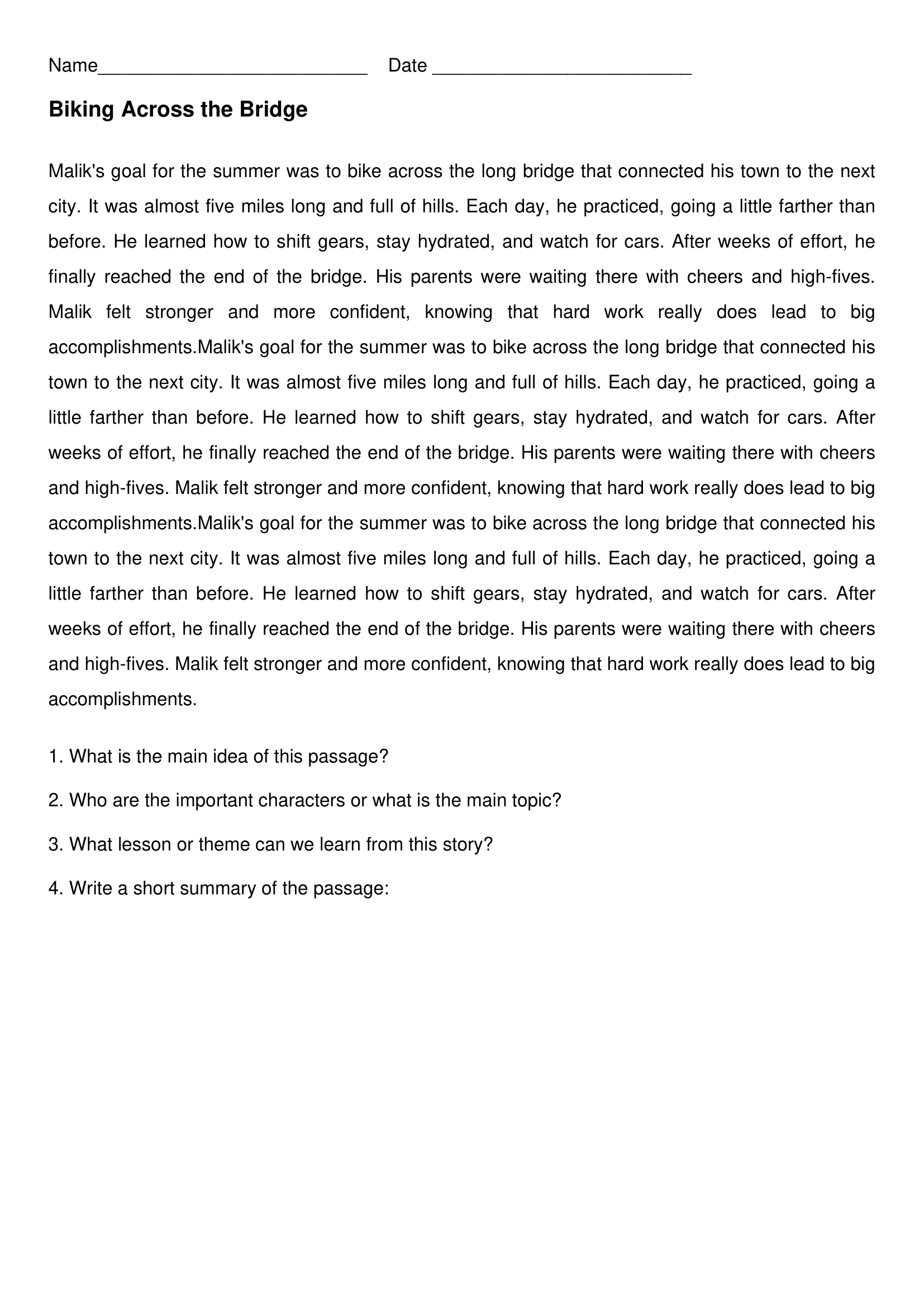 5th Grade Reading Comprehension Worksheets | Inference, Main Idea ...