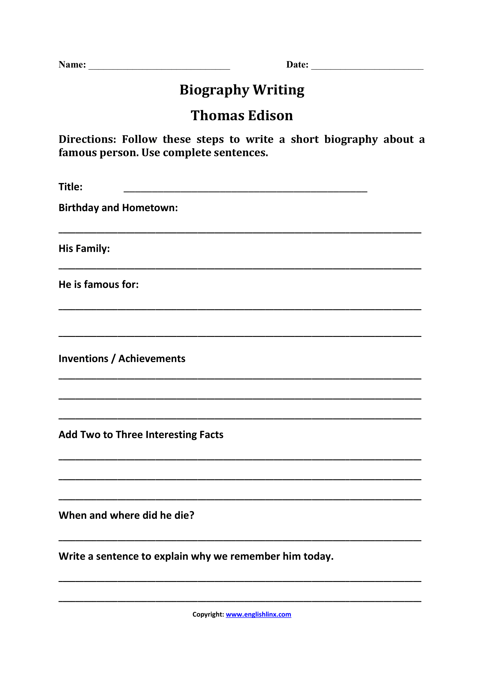 3rd Grade Writing Worksheets | Printable Writing Activities for Third Grade