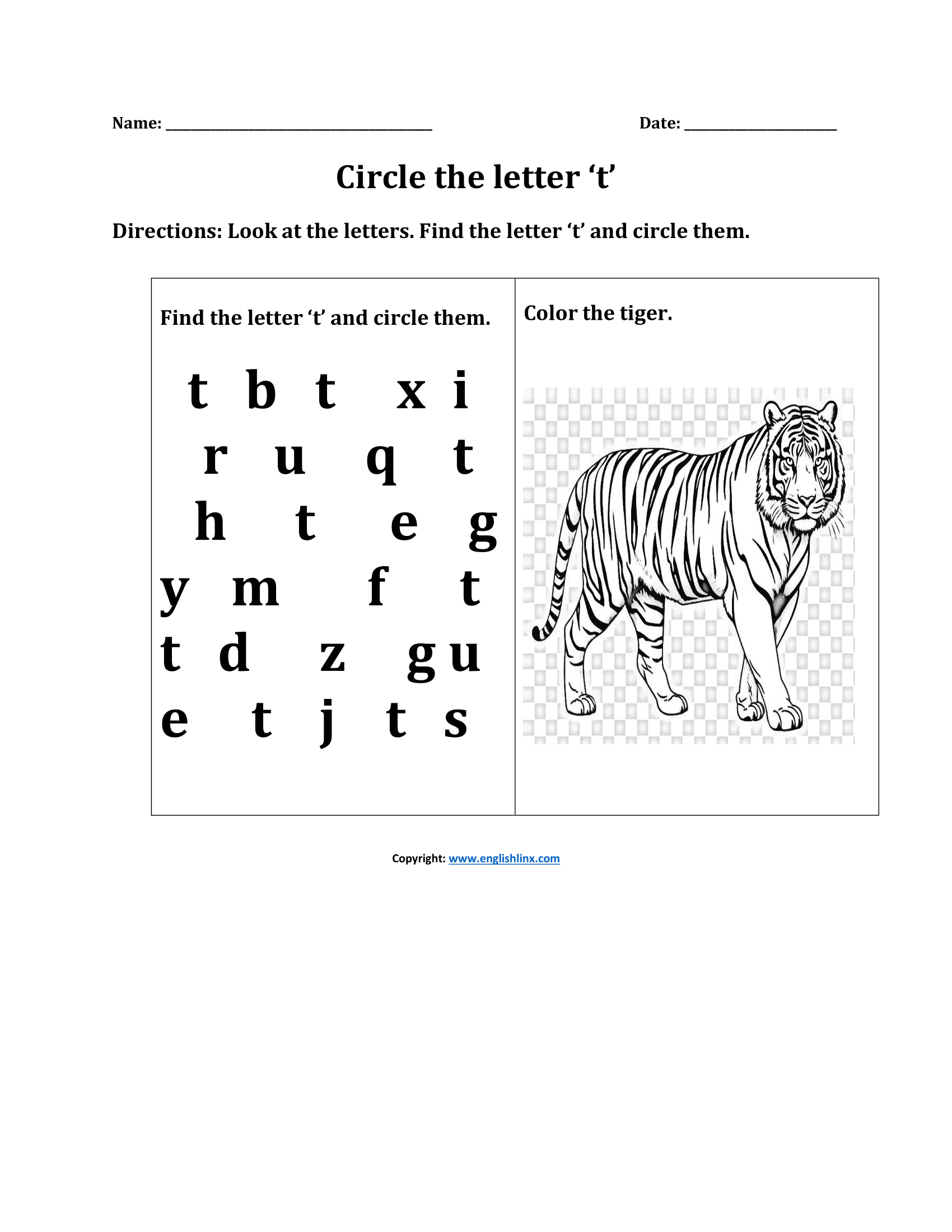 Circle the Letter t Worksheet