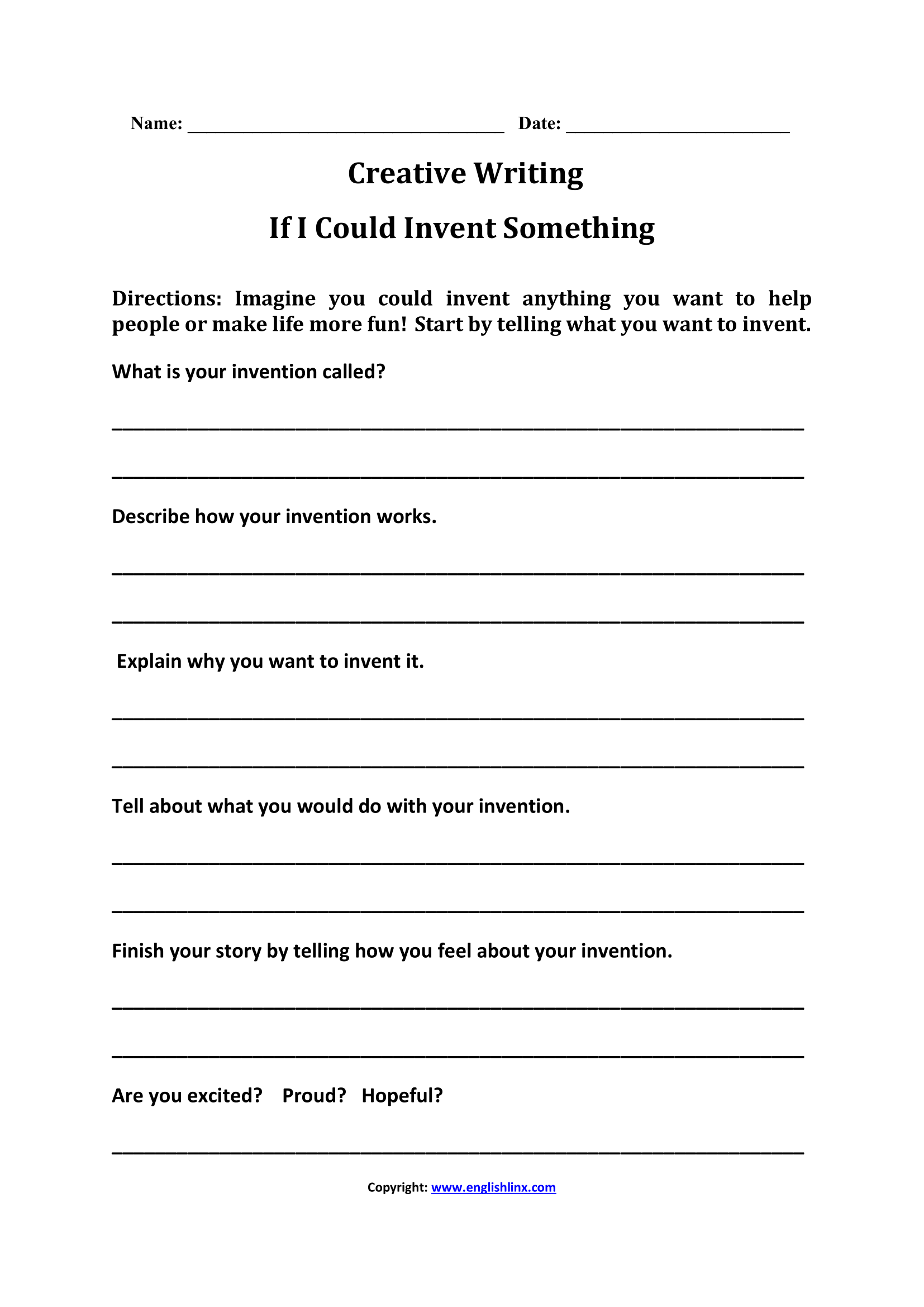 3rd Grade Writing Worksheets | Creative Writing Worksheet