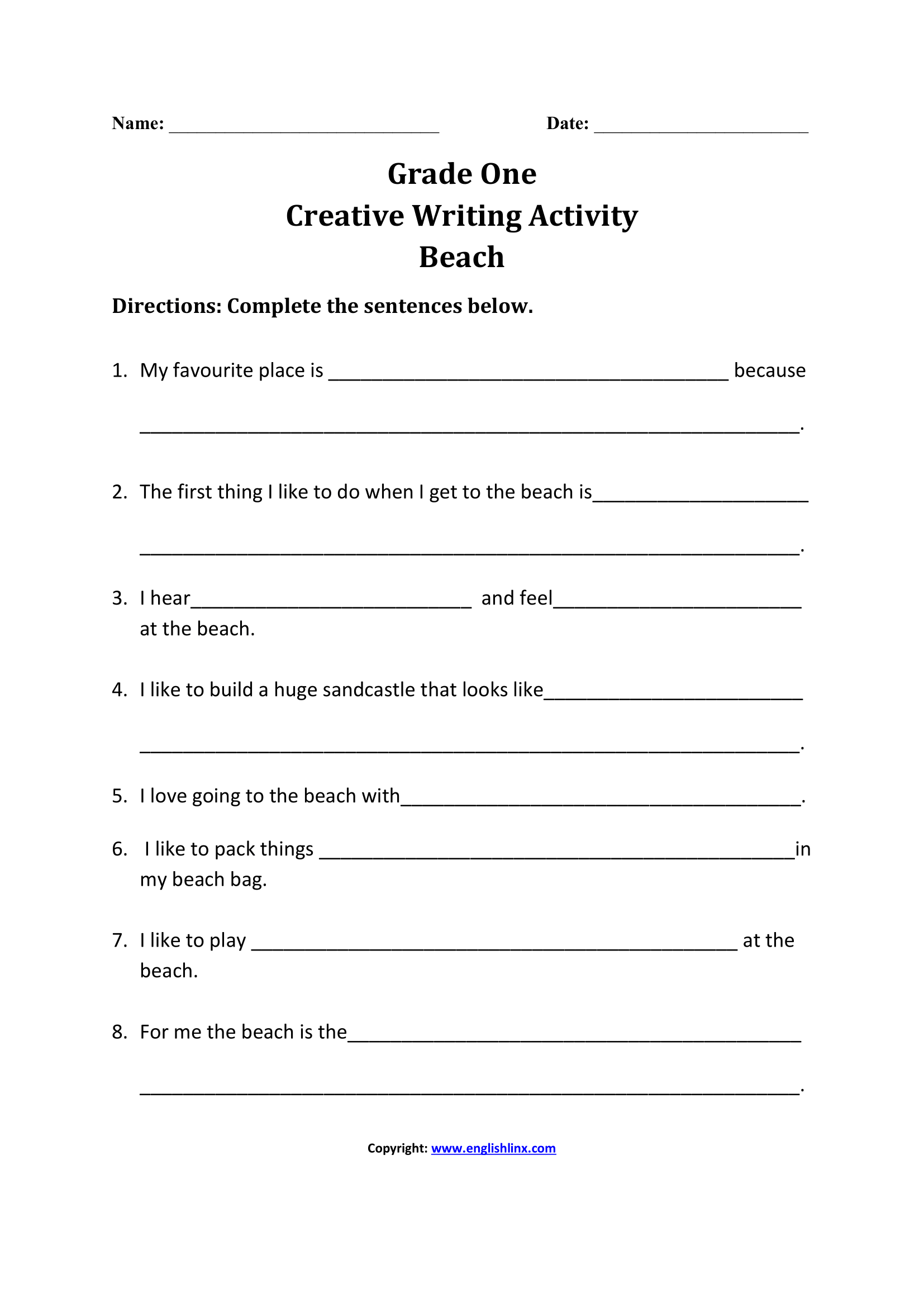 Writing Worksheets | Creative Writing Activity