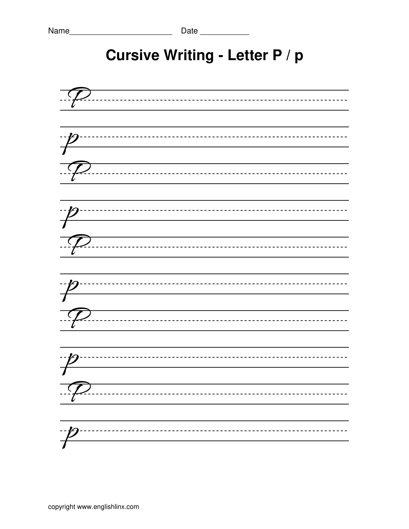 Cursive Writing - Letter P / p