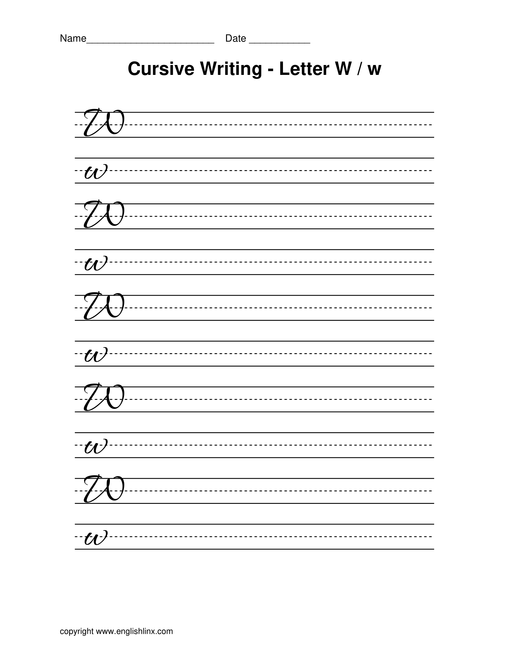 Cursive Writing - Letter W / w