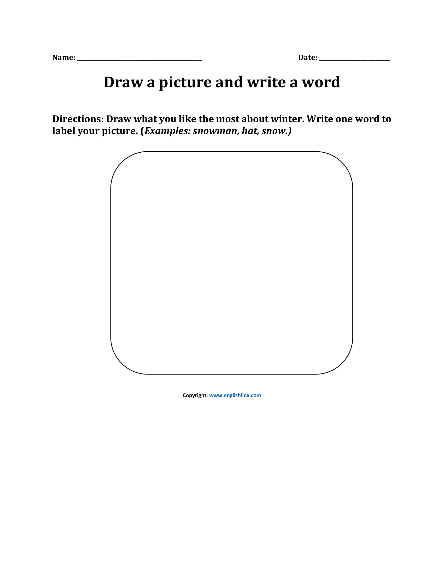 Phonics Worksheets for Preschool | Draw a Picture and Write a Word ...