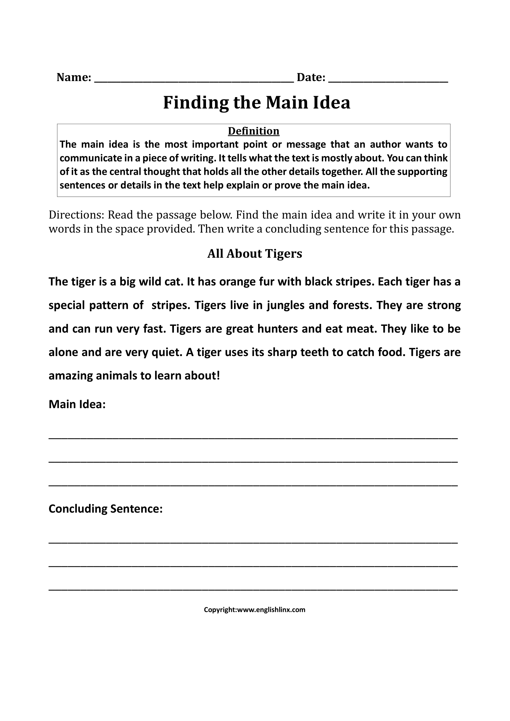 Main Idea Worksheets | Printable Main Idea Practice Worksheets