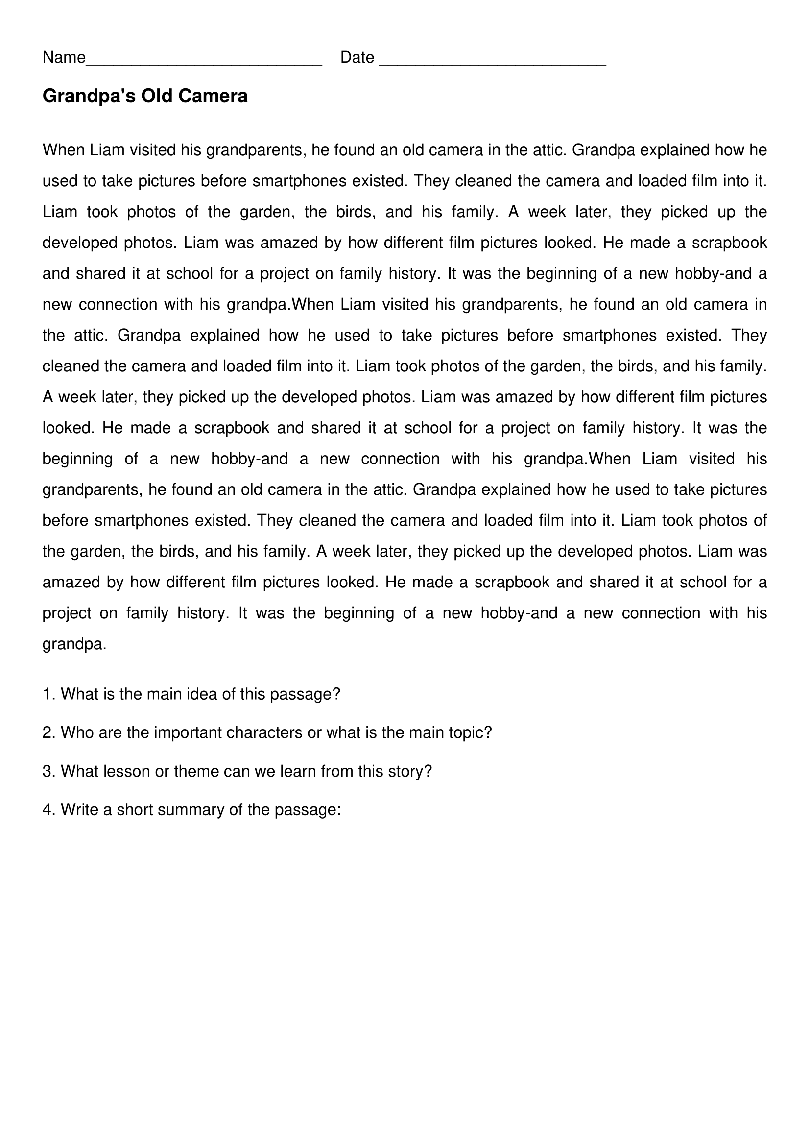 5th Grade Reading Comprehension Worksheets | Inference, Main Idea ...