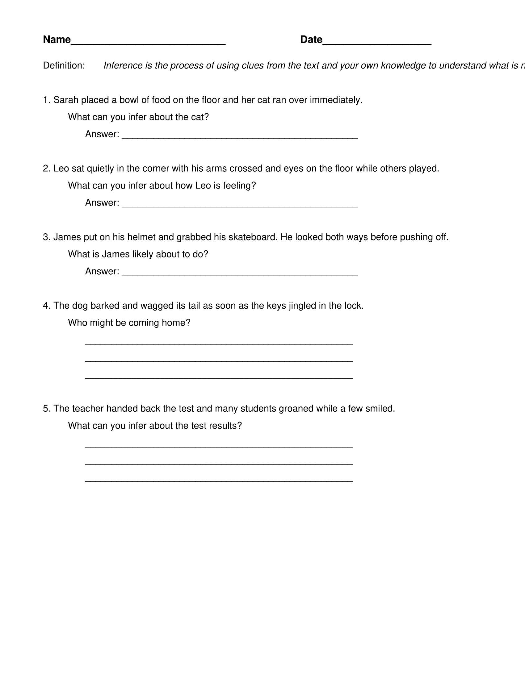 Inference Worksheets | Printable Inference Practice for Grades 4-12