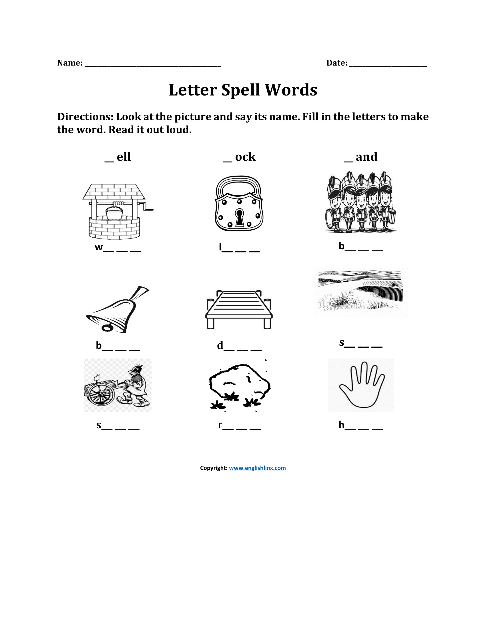 Letter Spell Words | Nursery Phonics Worksheet