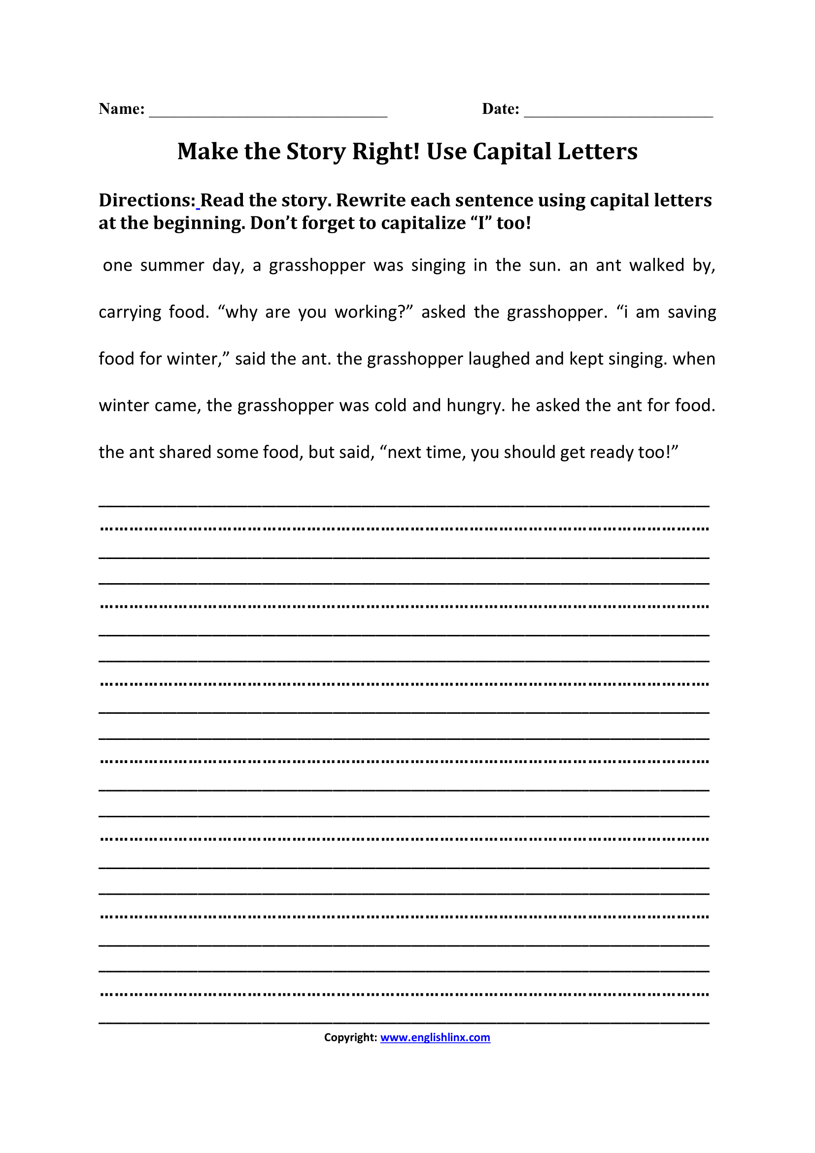 1st Grade Writing Worksheets | Printable First Grade Writing Practice