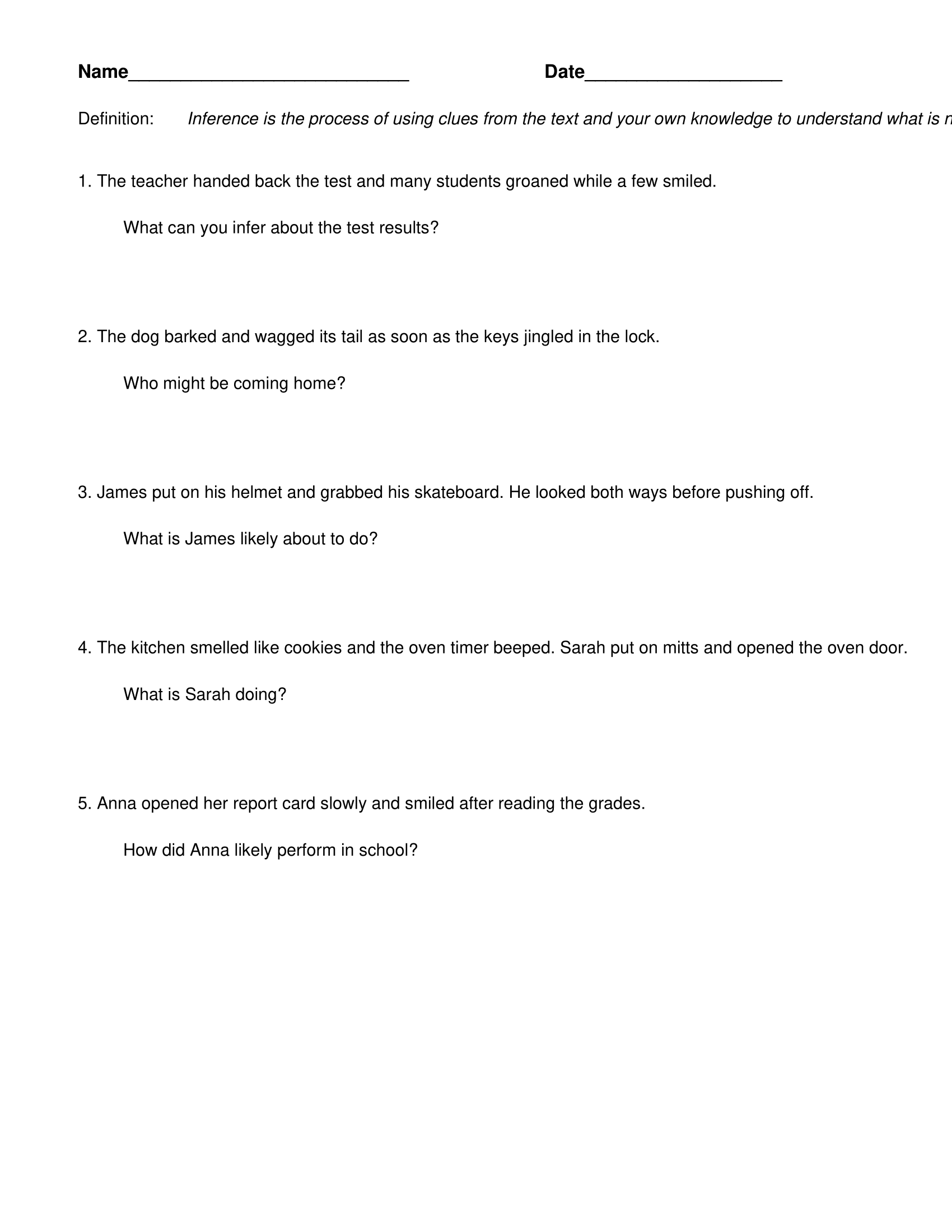 Inference Worksheets | Printable Inference Practice for Grades 4-12