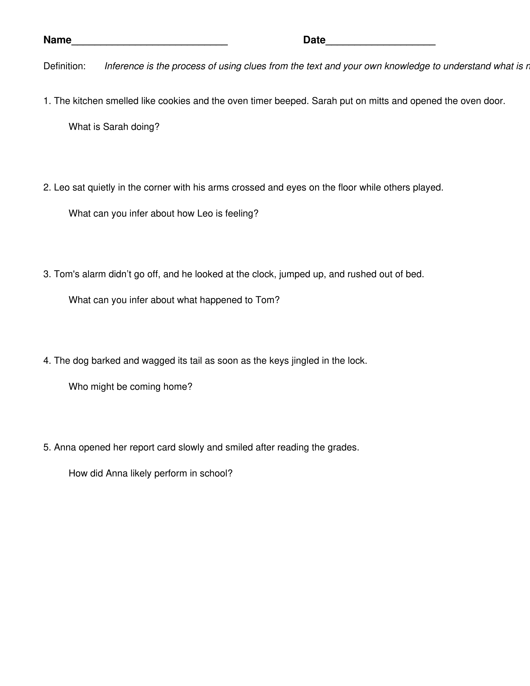 Inference Worksheets | Printable Inference Practice for Grades 4-12