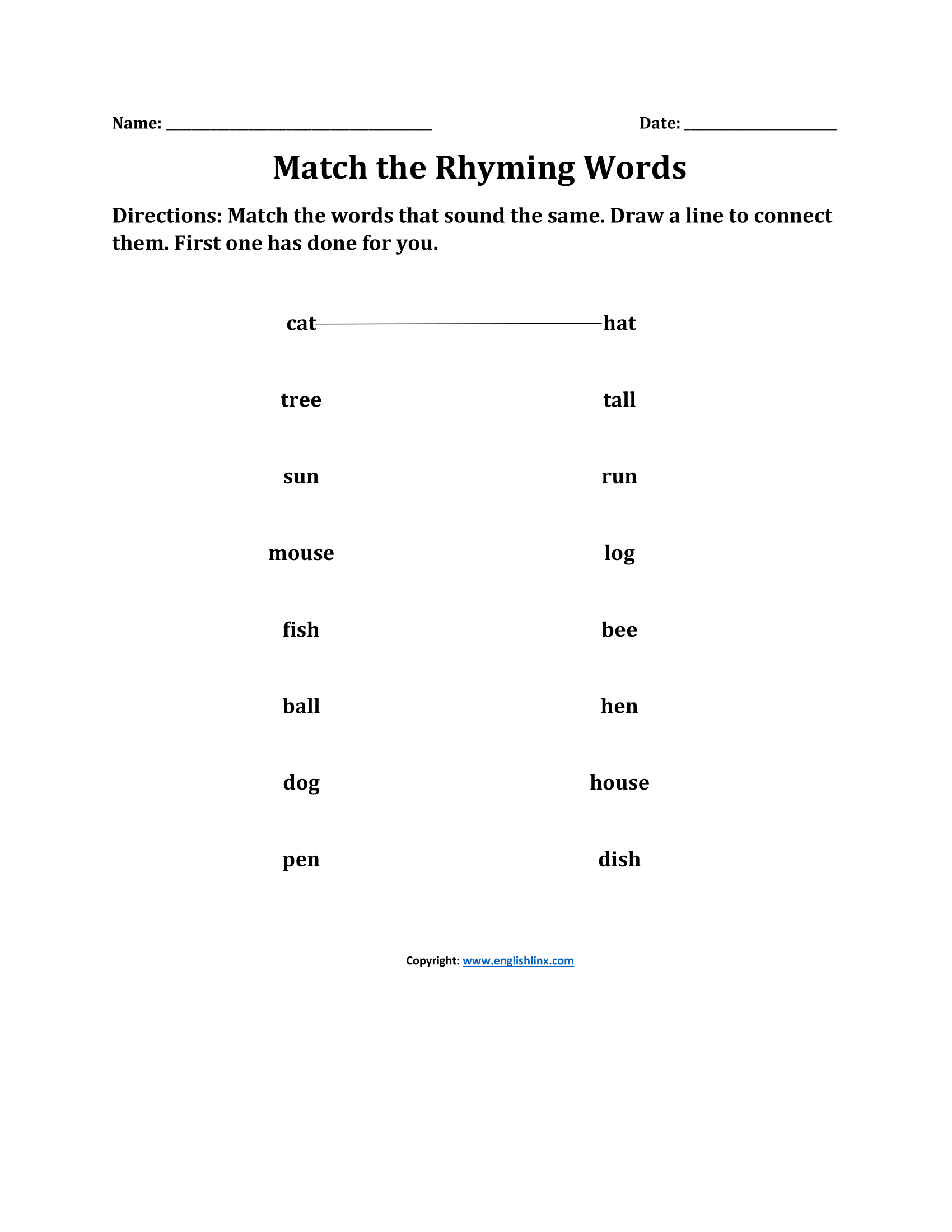 Rhyming Words Worksheet