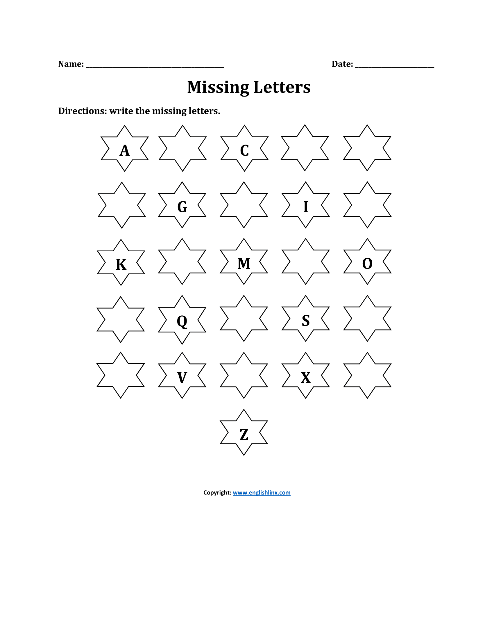Missing Letters Worksheet | Early Spelling and Reading Practice