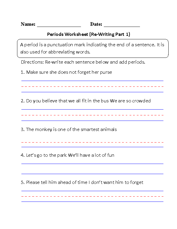 Englishlinx Periods Worksheets