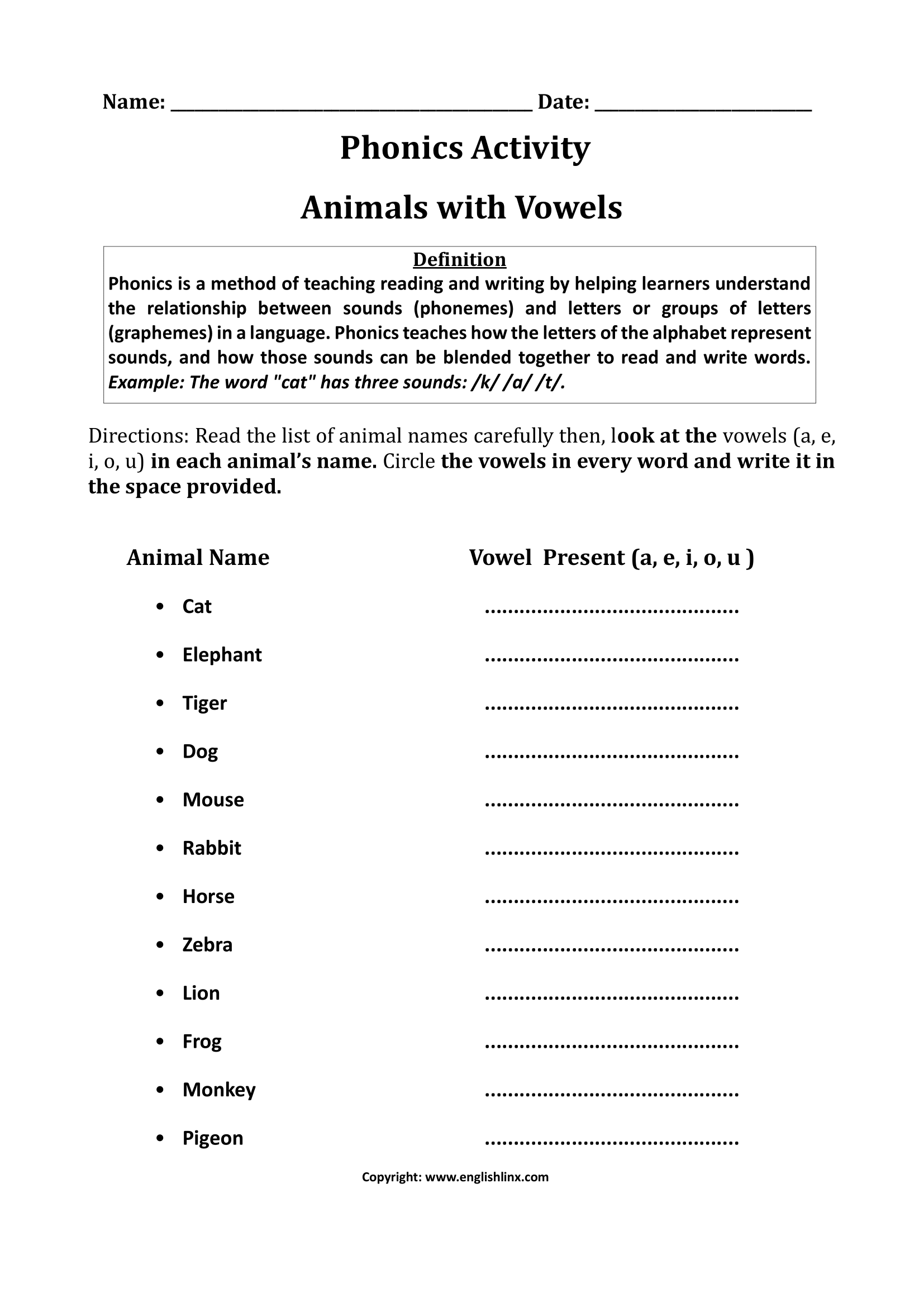 1st Grade Phonics Worksheets | Free Printable Phonics Activities