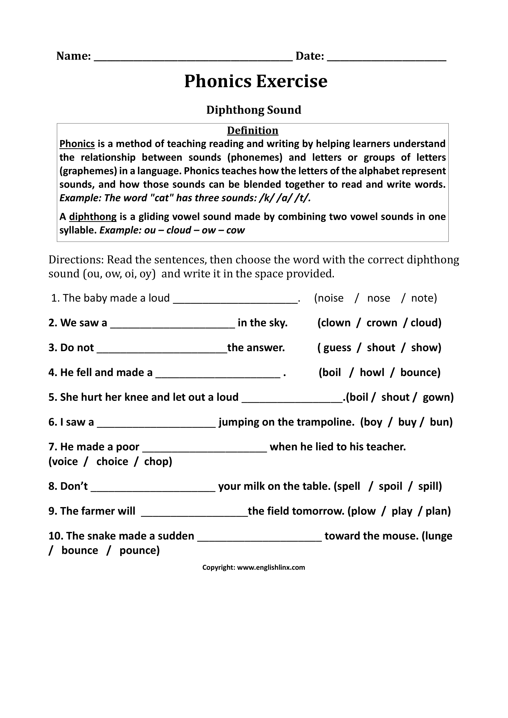 1st Grade Phonics Worksheets | Free Printable Phonics Activities