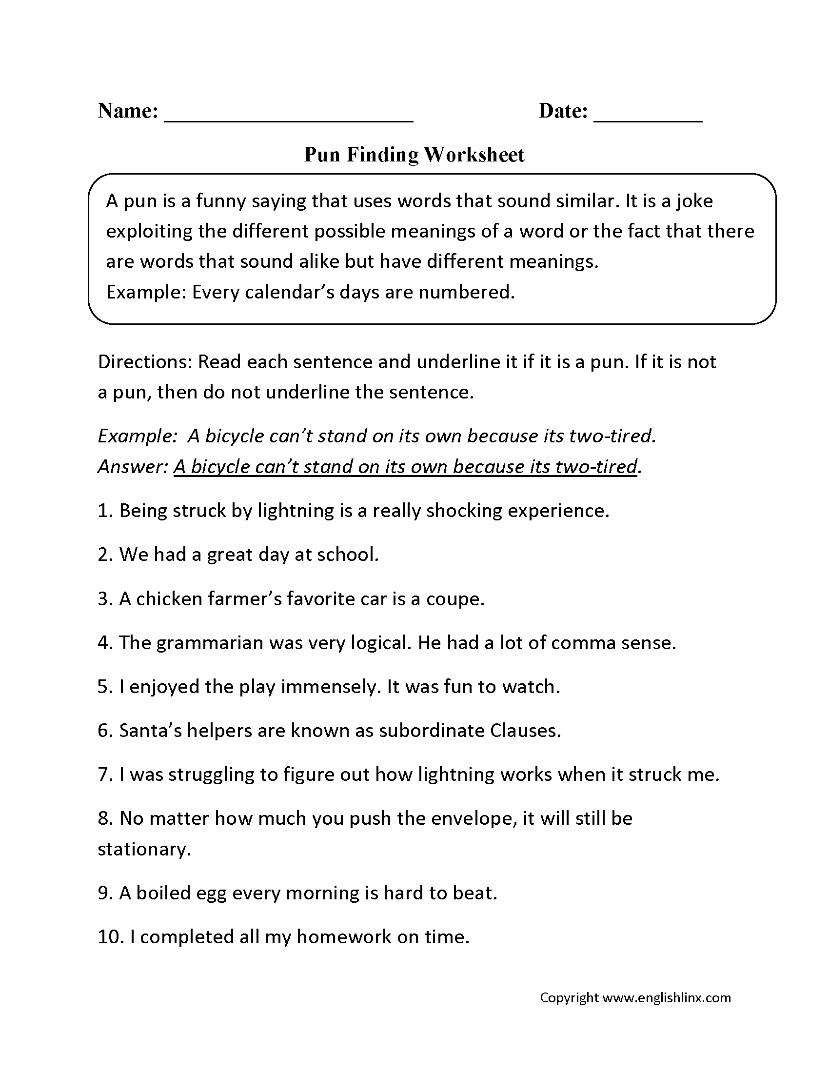 Figurative Language Worksheets Pun Worksheets Figurative Language Worksheets Pun Worksheets