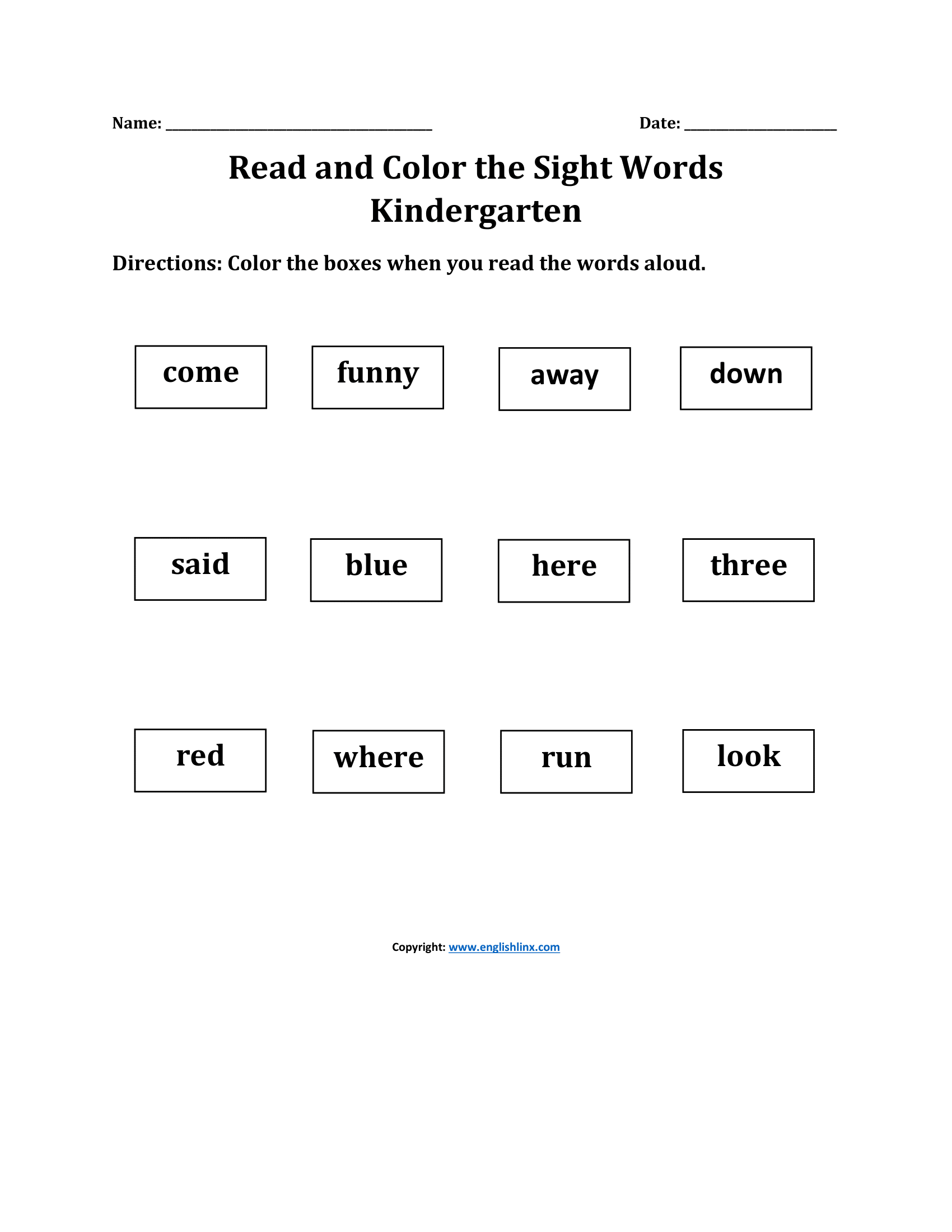 Kindergarten Sight Words Worksheets | Free Printable Sight Word Practice