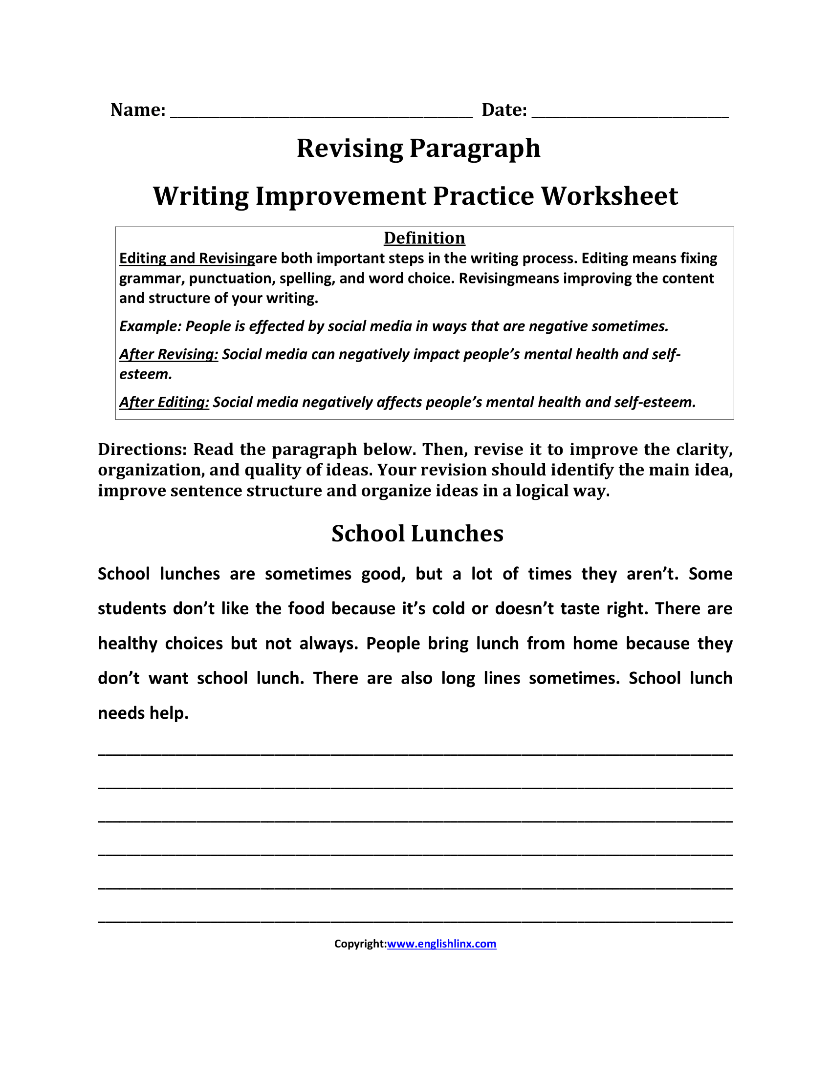 Editing Worksheets | Free Printable Editing and Proofreading Practice