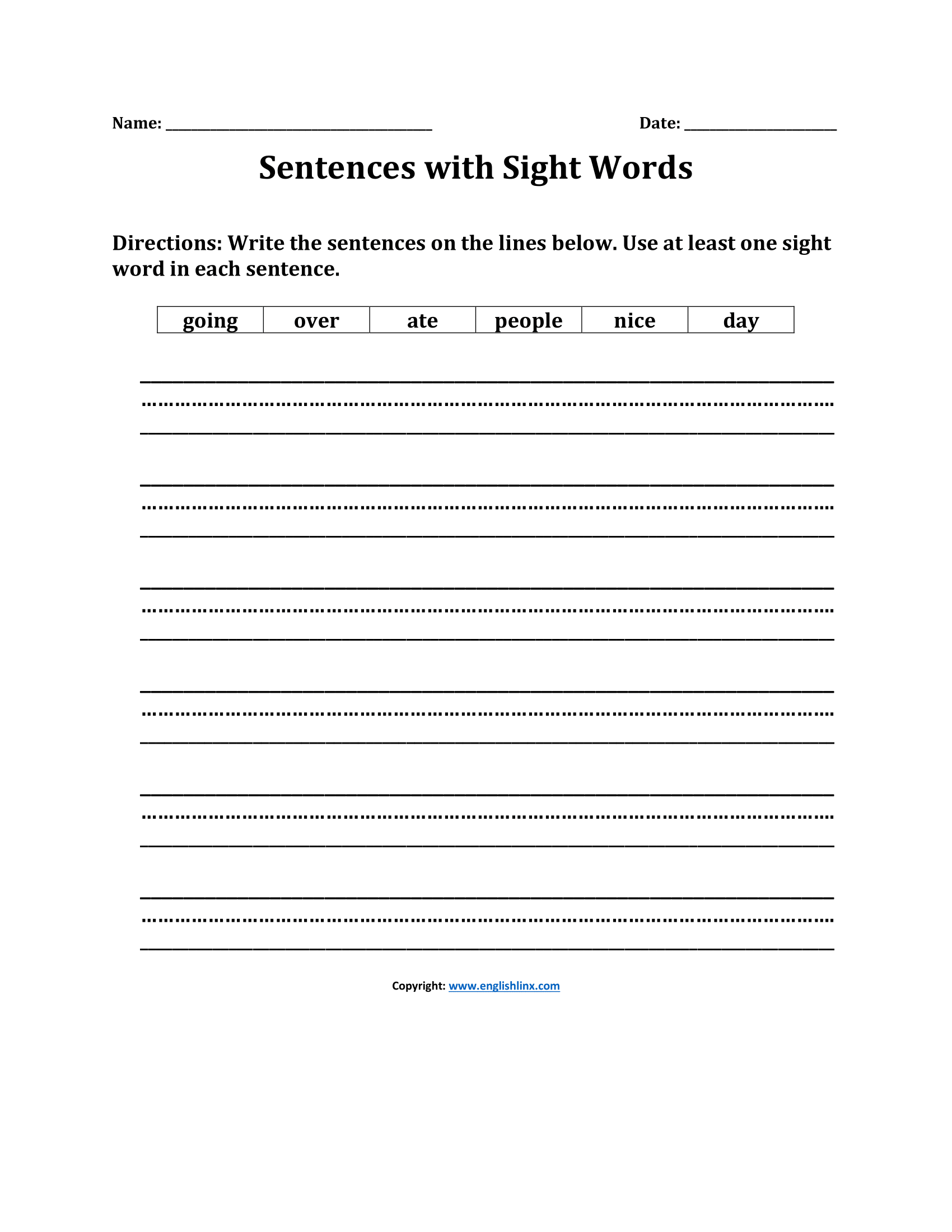 First Grade Sight Words Worksheets | Free Printable Sight Word Activities