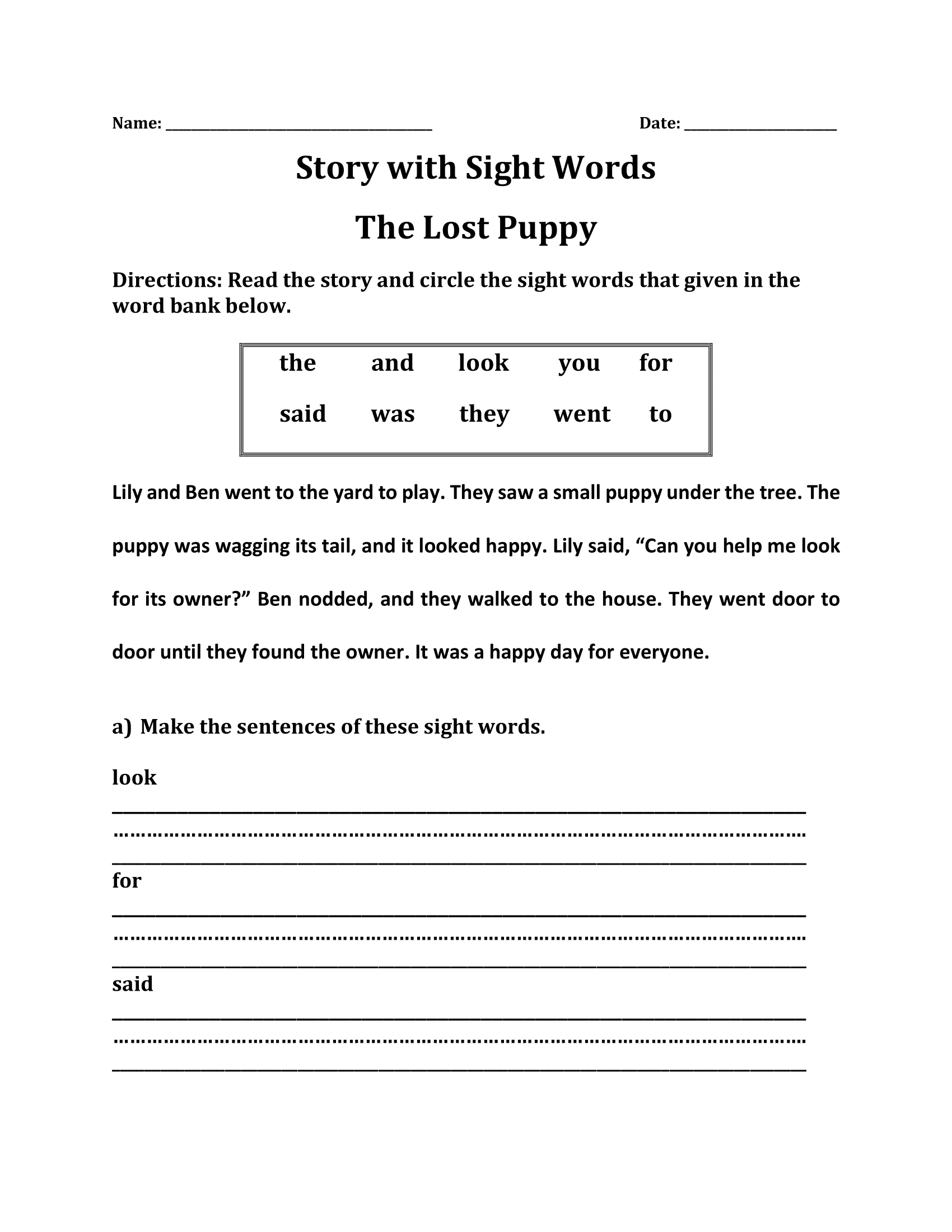 Sight Words Worksheets | Printable Sight Word Practice by Grade