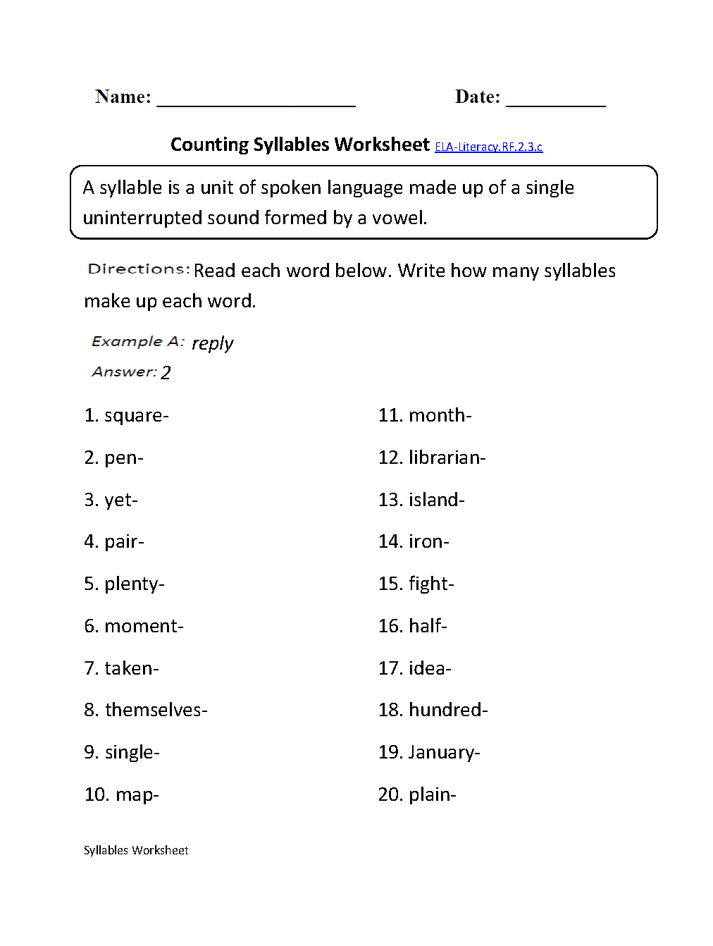 Free Printable 2nd Grade Language Arts Worksheets Learning How To Read