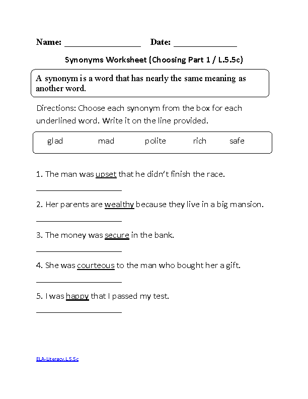 5th Grade Common Core | Language Worksheets