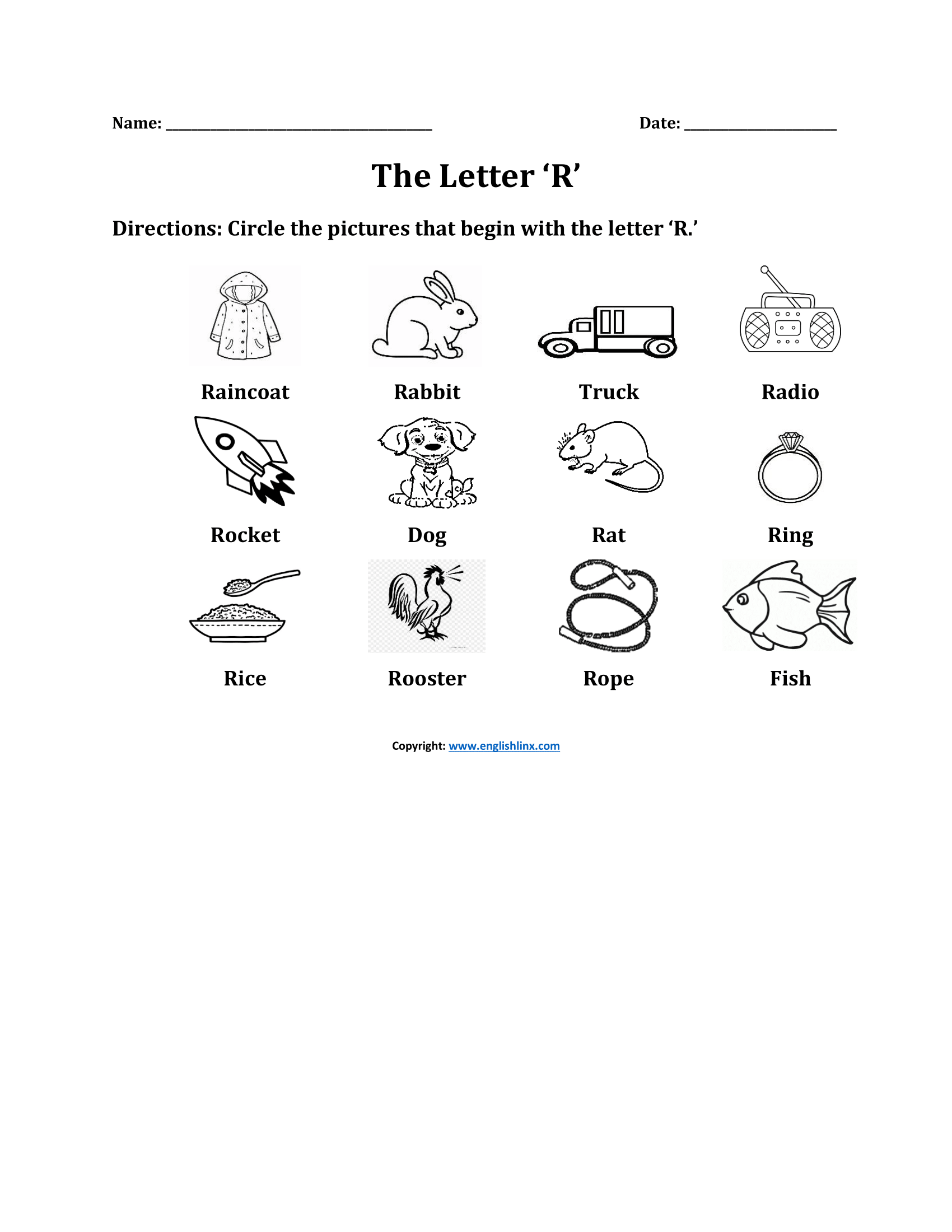 Phonics Worksheets for Preschool | The Letter R Worksheet