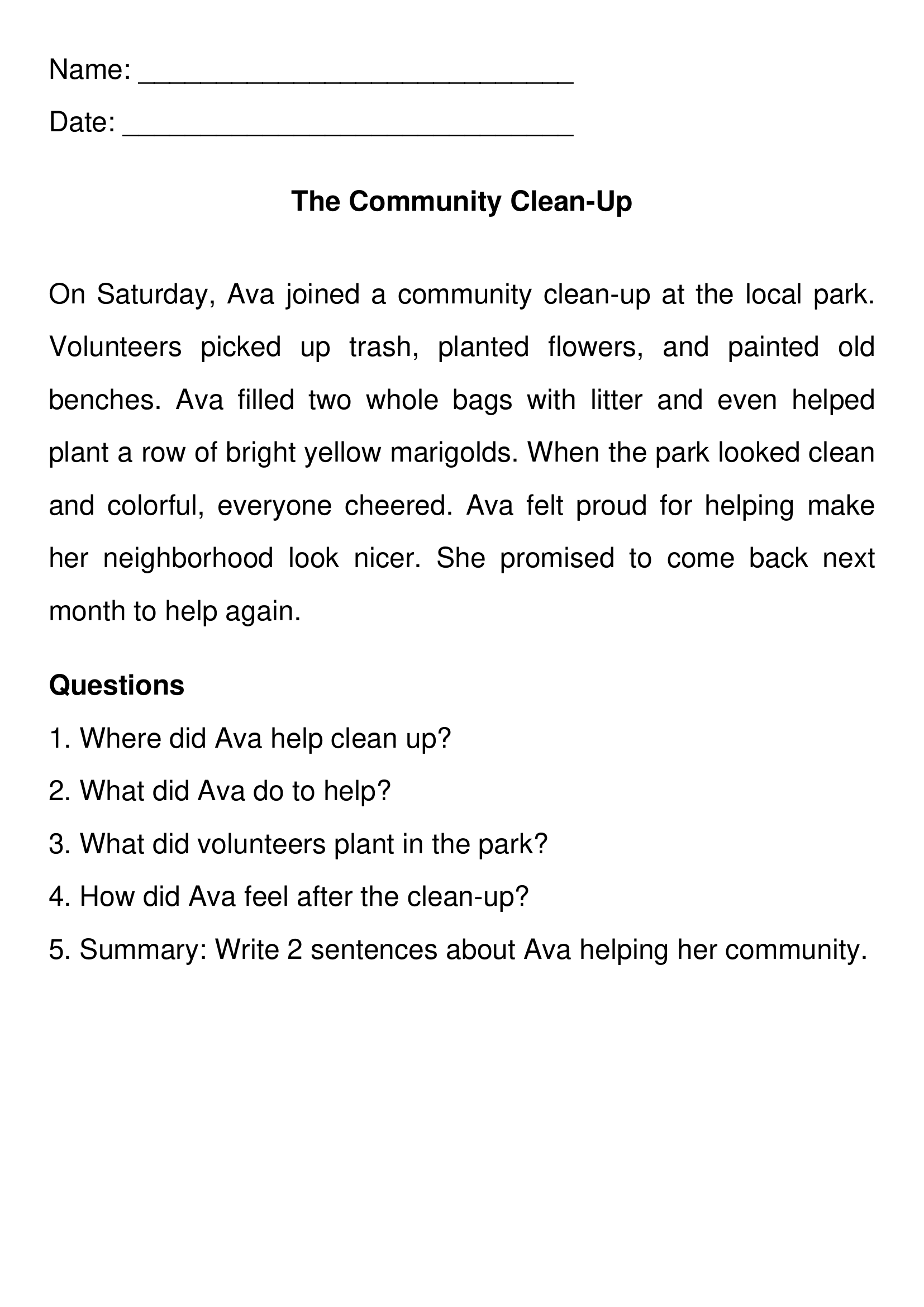 3rd Grade Reading Comprehension Worksheets | Printable Passages & Questions