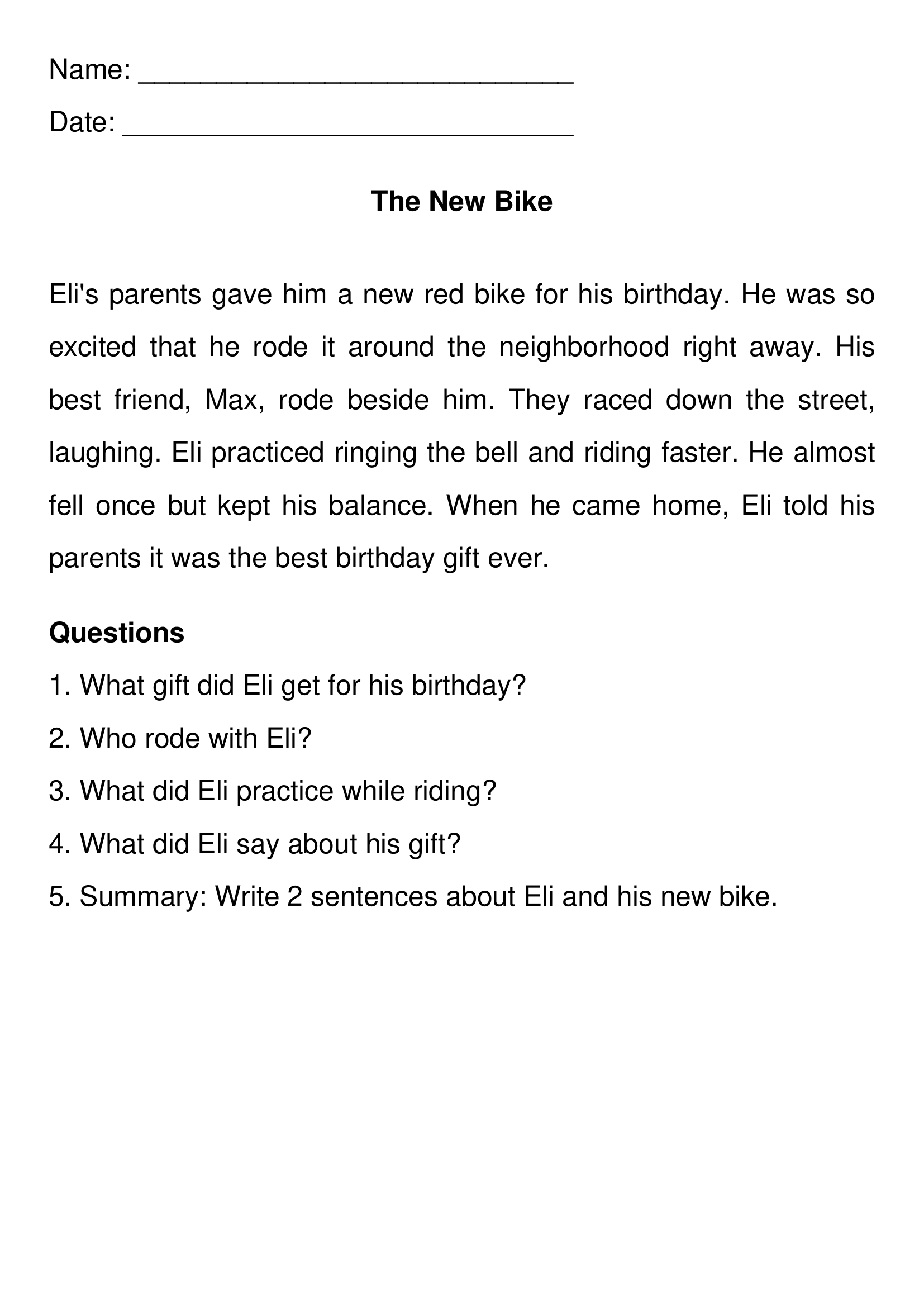 1st Grade Reading Worksheets