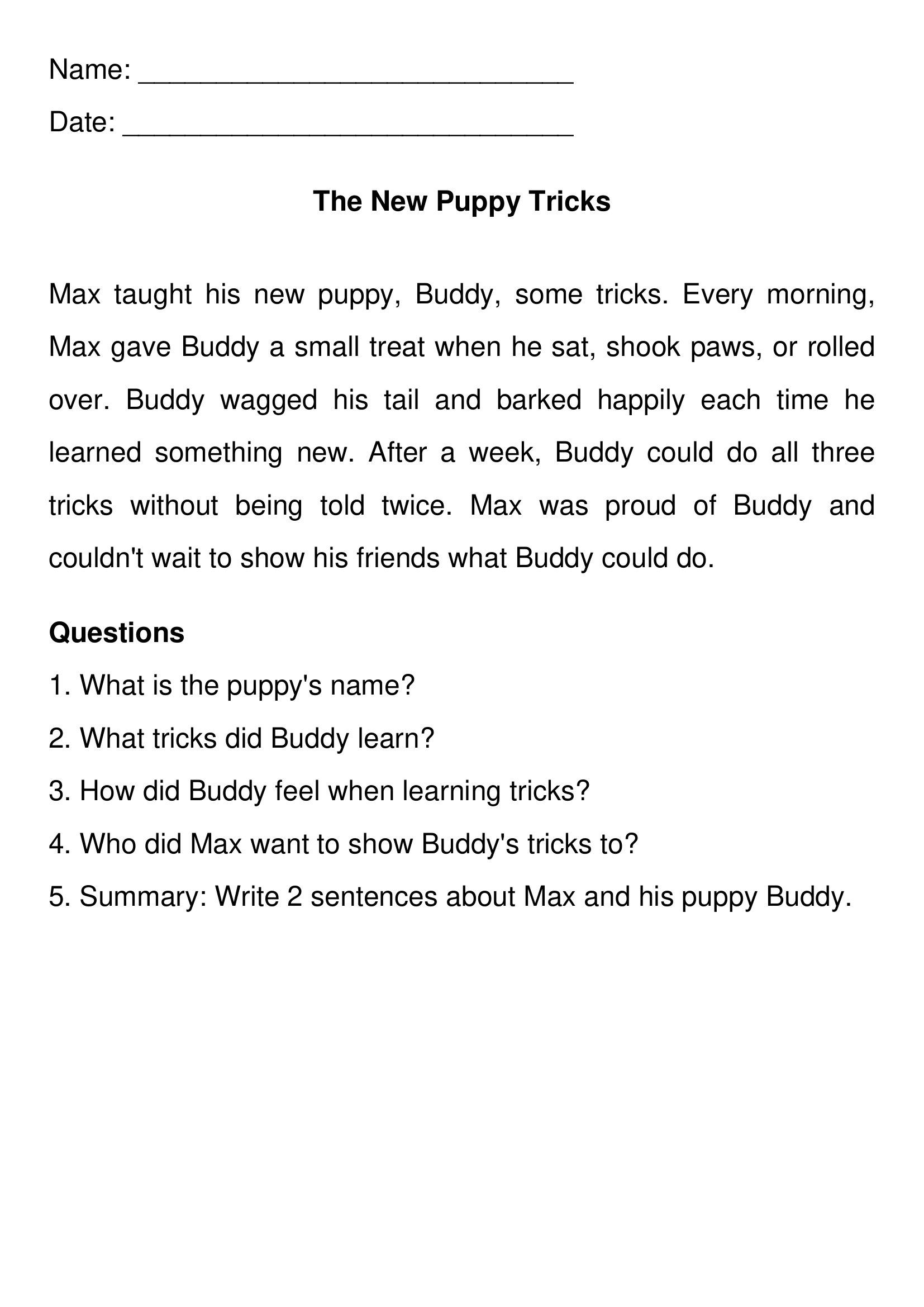 2nd Grade Reading Comprehension Worksheets | Free Printable Passages ...