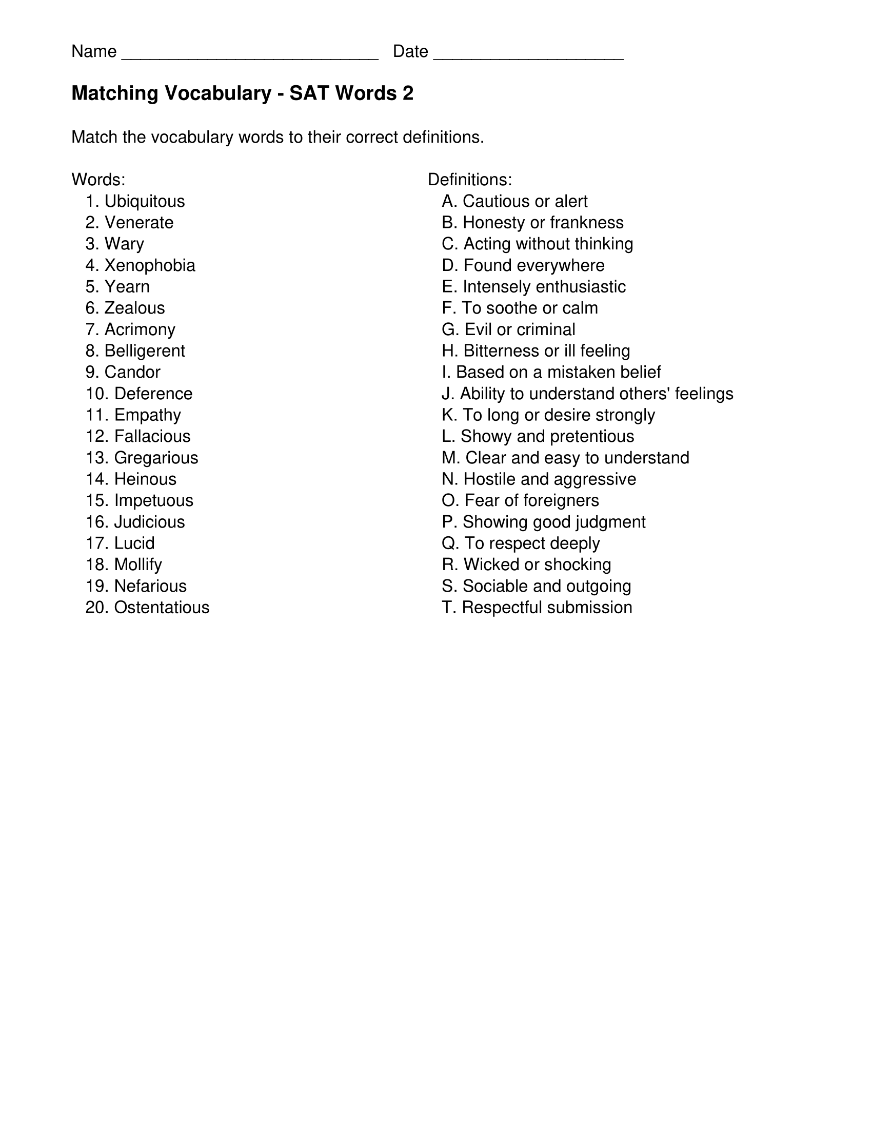 Vocabulary Worksheets | 8th Grade Vocabulary Worksheets