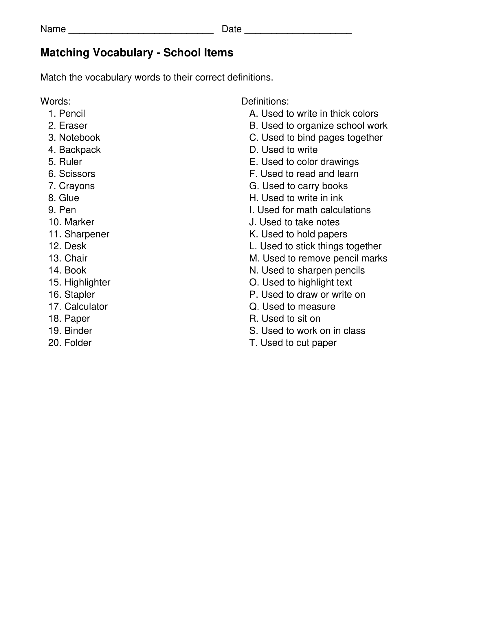 Vocabulary Worksheets | 3rd Grade Vocabulary Worksheets