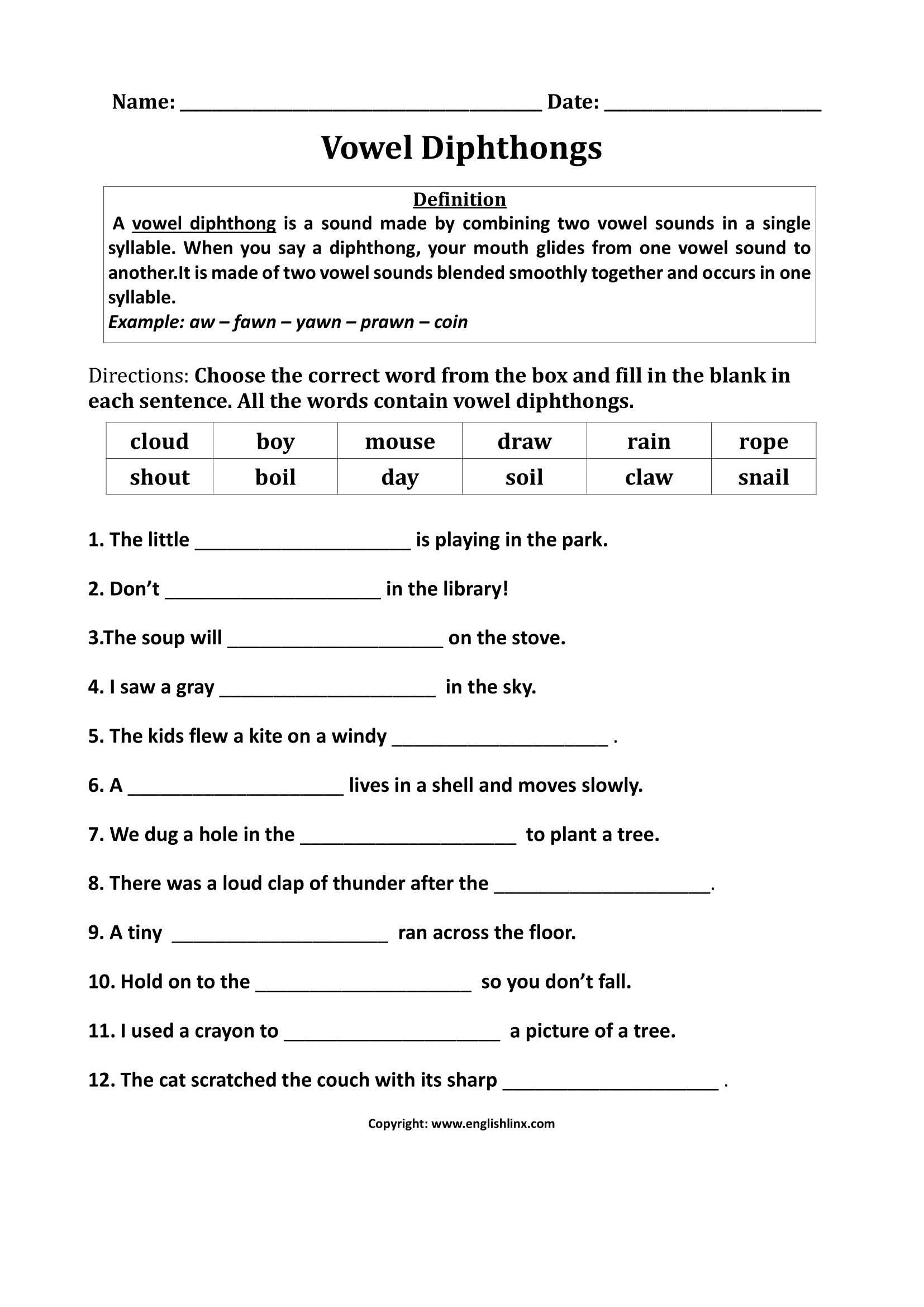 Vowels Worksheets | Printable Long and Short Vowel Phonics Practice