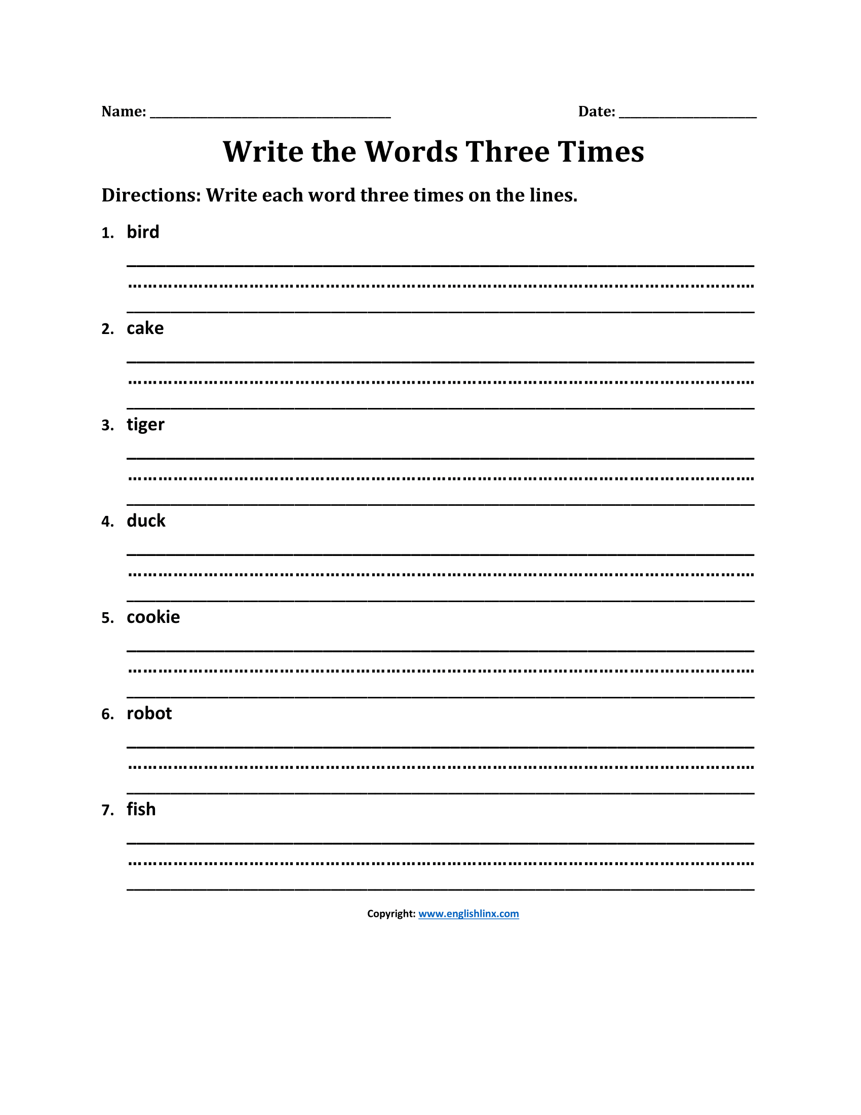 Kindergarten Writing Worksheets | Printable Early Writing Practice